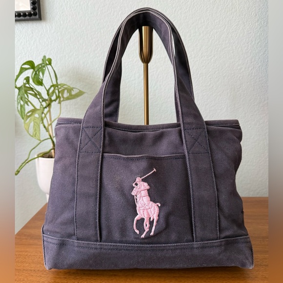Polo Ralph Lauren | Bags | Polo Ralph Lauren Navy Blue Pink Mini Tote ...